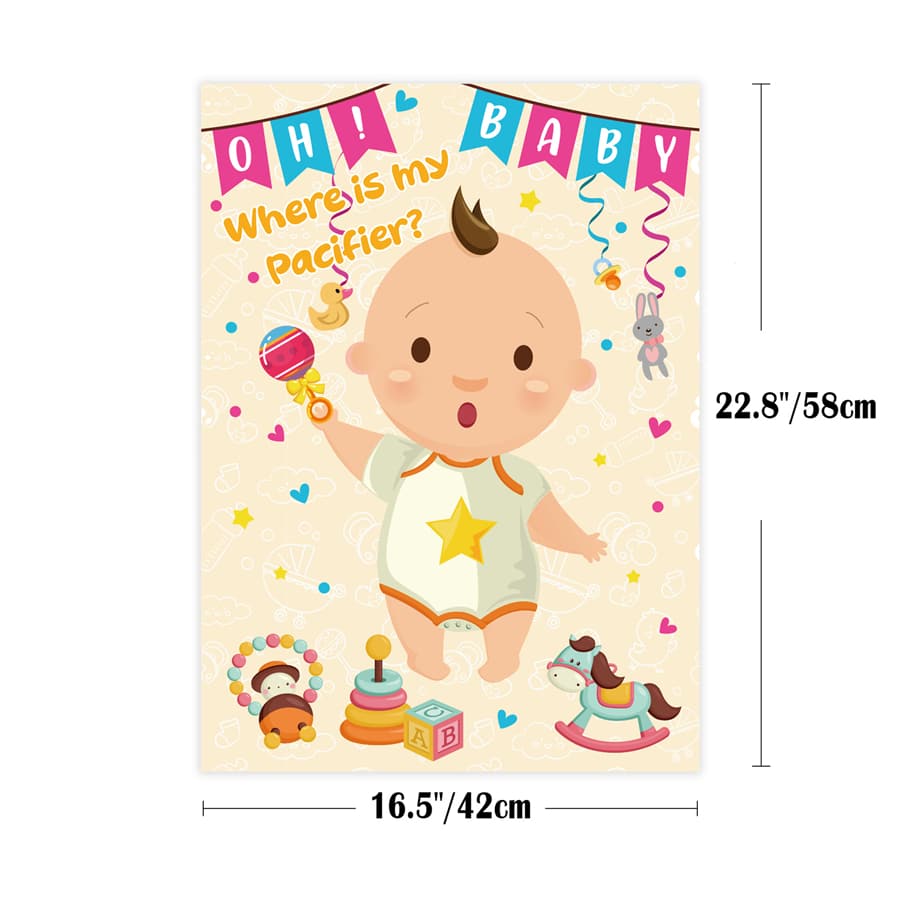 Pin The Pacifier On The Baby Game Large Baby Poster Games For Baby ...