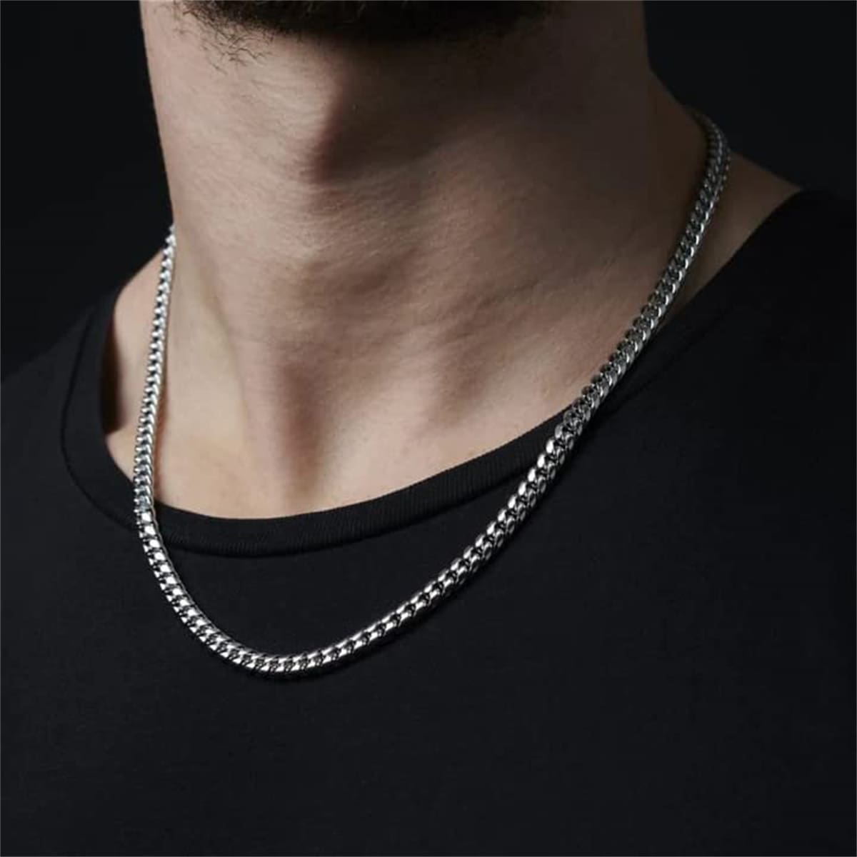 Men's Classic Stainless Steel 6mm*55cm Chain Necklace Set With Card And Gift Box, Birthday Gift ...