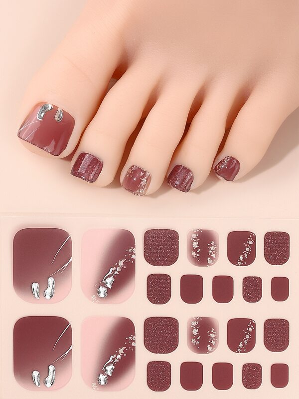 22 Toenail Stickers With Shiny 3d Silver Stamping And 1 Nail File For ...