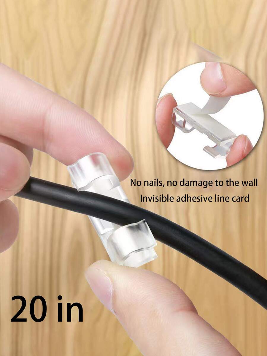 20pcs No Punching Transparent Cable Clips, Desk Cable Management Tool ...