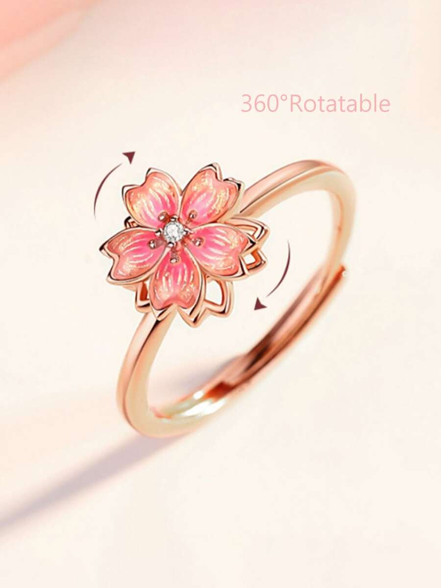 1pc European and American Copper Flower zirconia Rotatable Anxiety ...