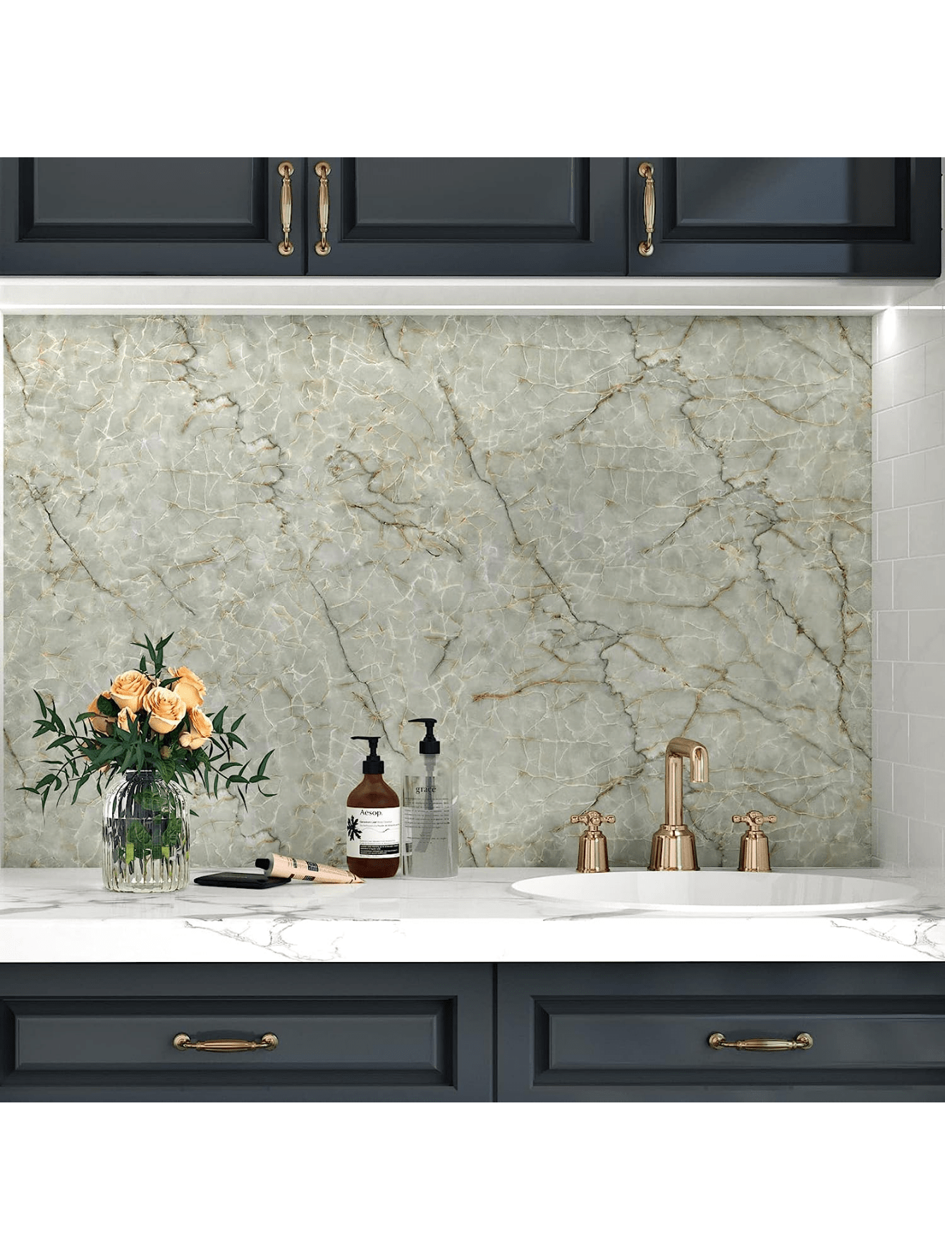 Green Marble Contact Paper for Countertops Waterproof Granite Marble ...