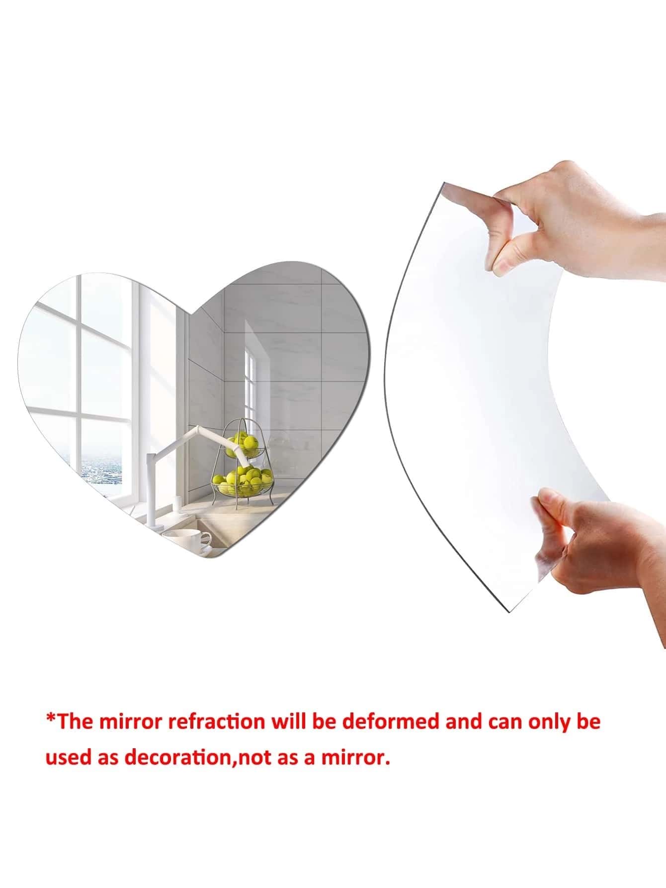 Heart Shaped Self-adhesive Mirror Sticker For Home Bathroom Wall Decor ...