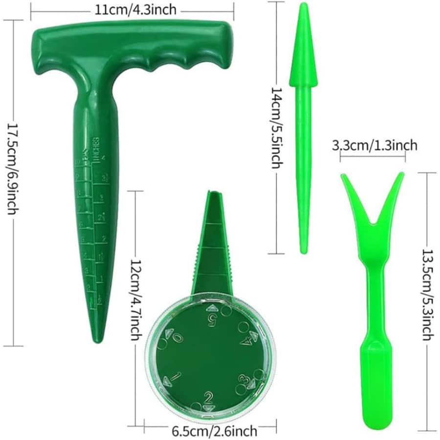 4 Pack Adjustable Hand Hold Sowing Seeds Dispenser, Seedlings Dibber ...