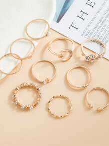 10 Stücke/set Einfache Modische Goldfarbene Hohlgeometrisches Design ...