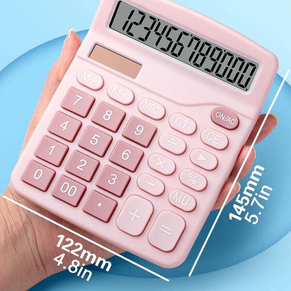 1pc 12 Digit Large Display Dual Power Solar Powered Calculator For ...