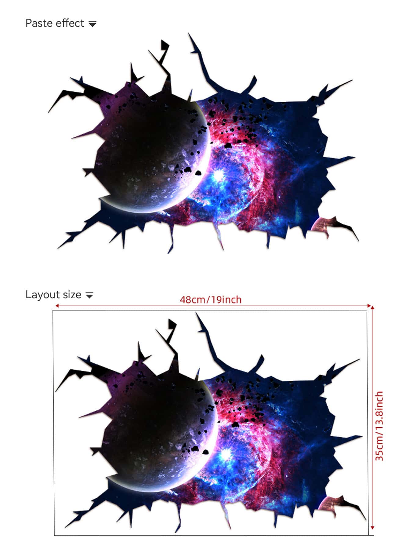 1 Sheet Universe Space Planet Explosion 3d Wall Sticker Decal For ...