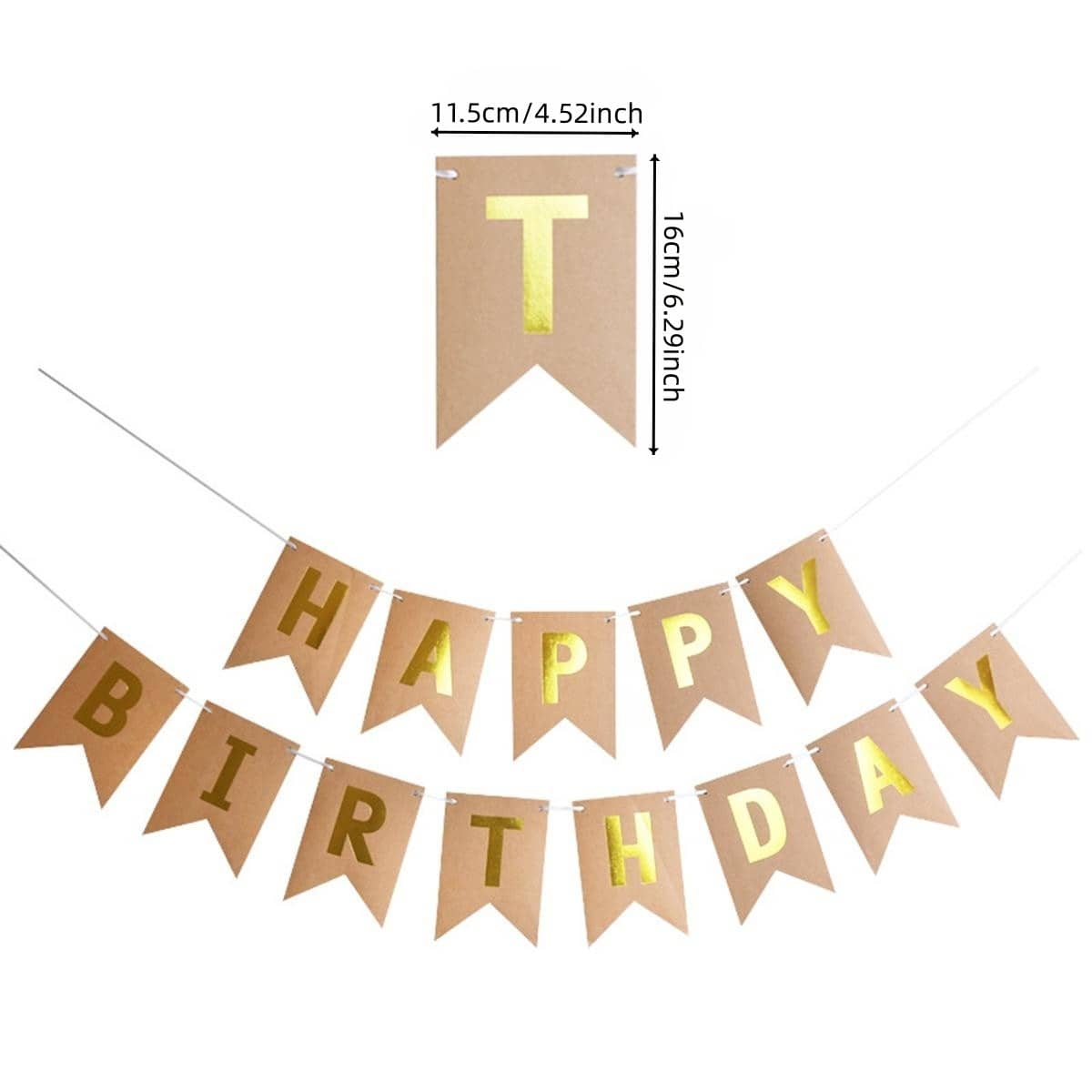 1pc Vintage Kraft Paper Birthday Fishtail Flag, Happy Birthday ...