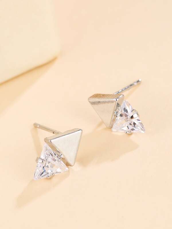 A pair of designed geometric stitching triangular hourglass inlaid ...