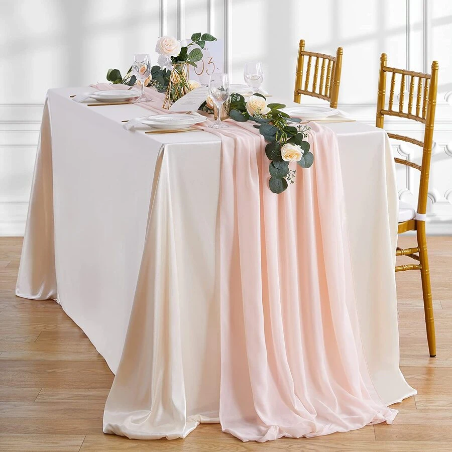 1pc Pink Wedding Chiffon Table Runner | SHEIN USA