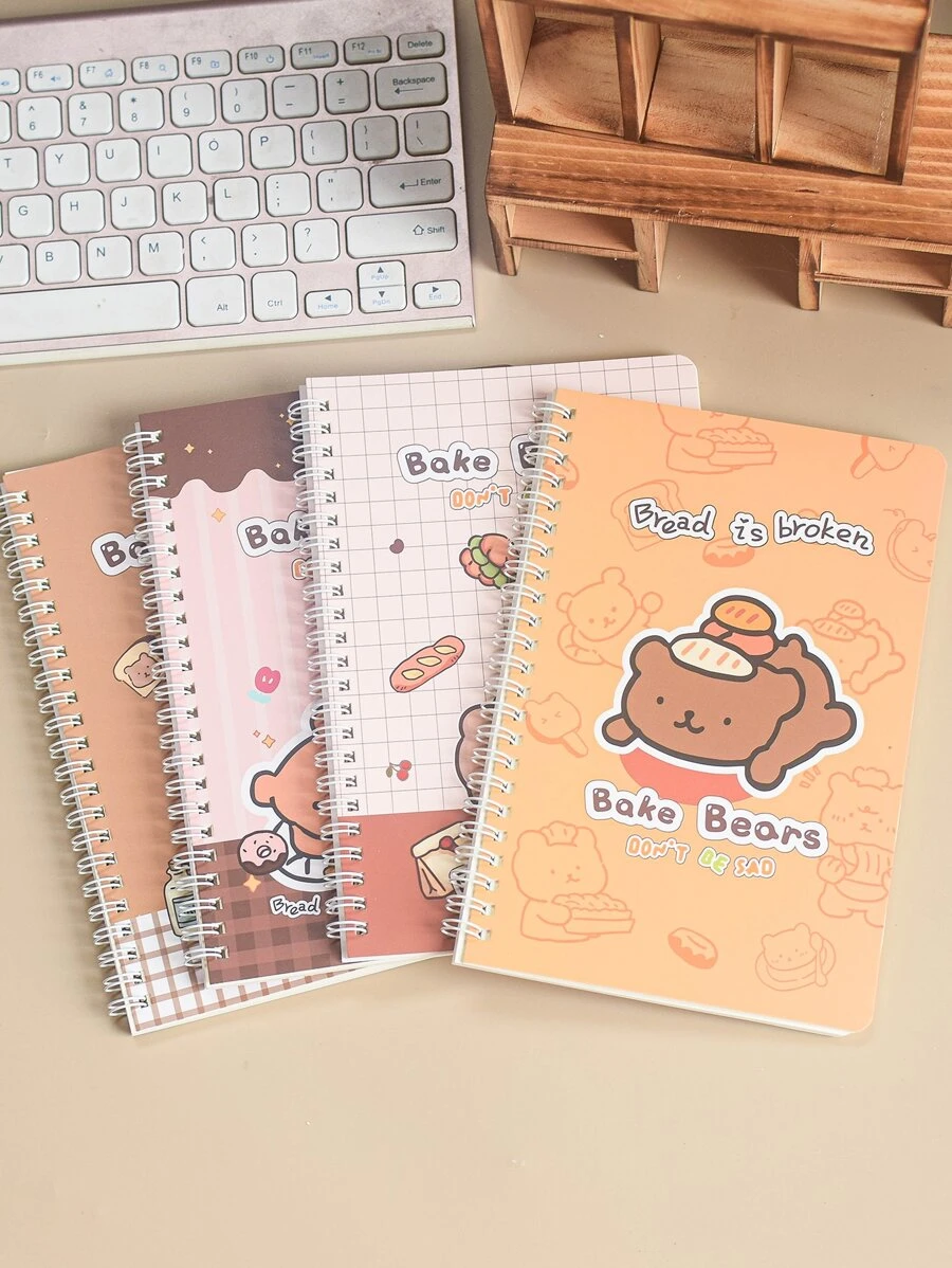 MOKA A5 Cute Cartoon Spiral Notebook With Horizontal Lines, 60 Sheets ...