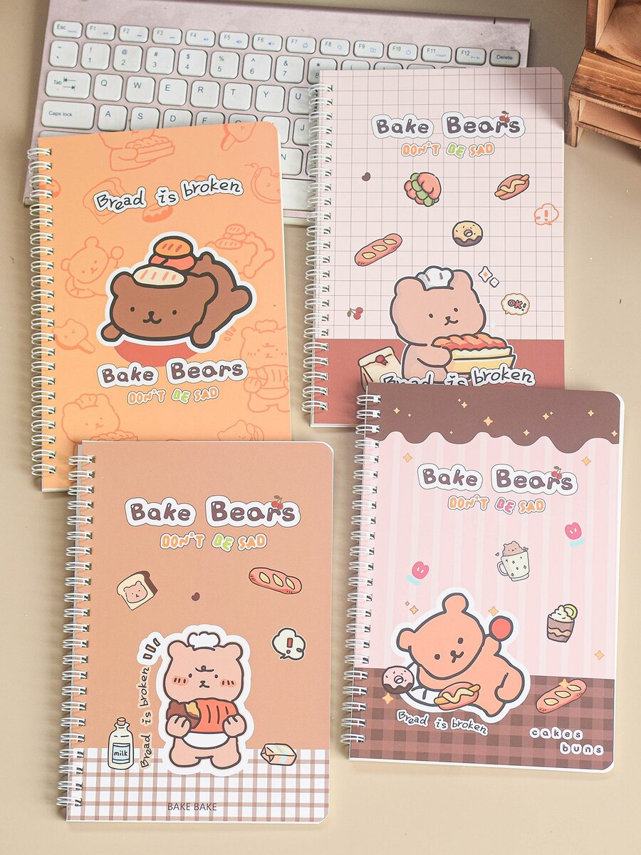 MOKA A5 Cute Cartoon Spiral Notebook With Horizontal Lines, 60 Sheets ...