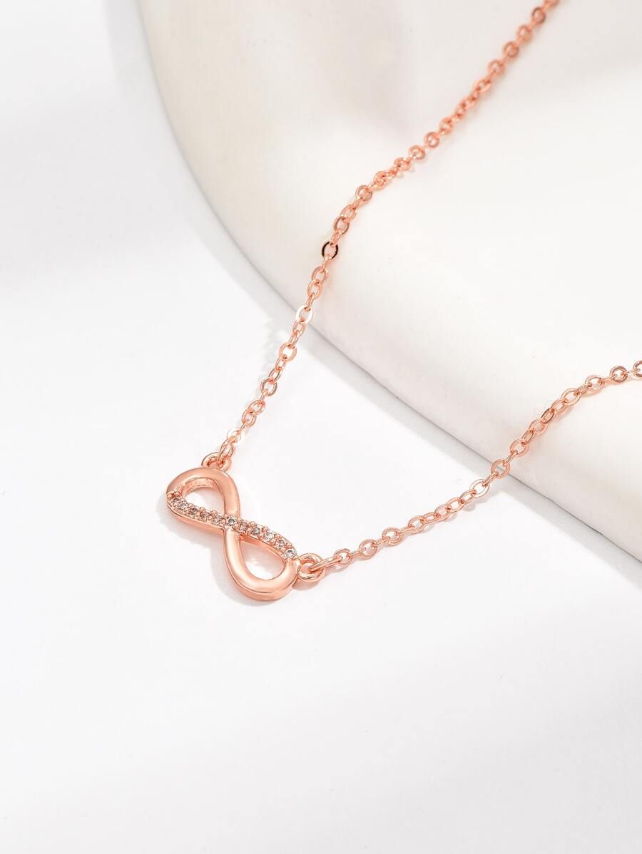 1pc Good Luck Infinity Symbol Cubic Zirconia & Copper Necklace | SHEIN USA
