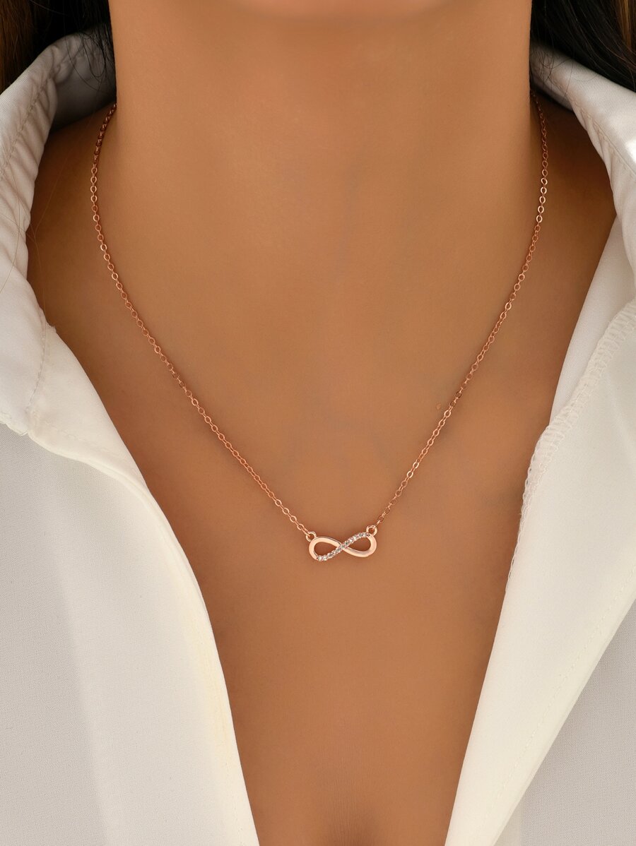 1pc Good Luck Infinity Symbol Cubic Zirconia & Copper Necklace | SHEIN USA