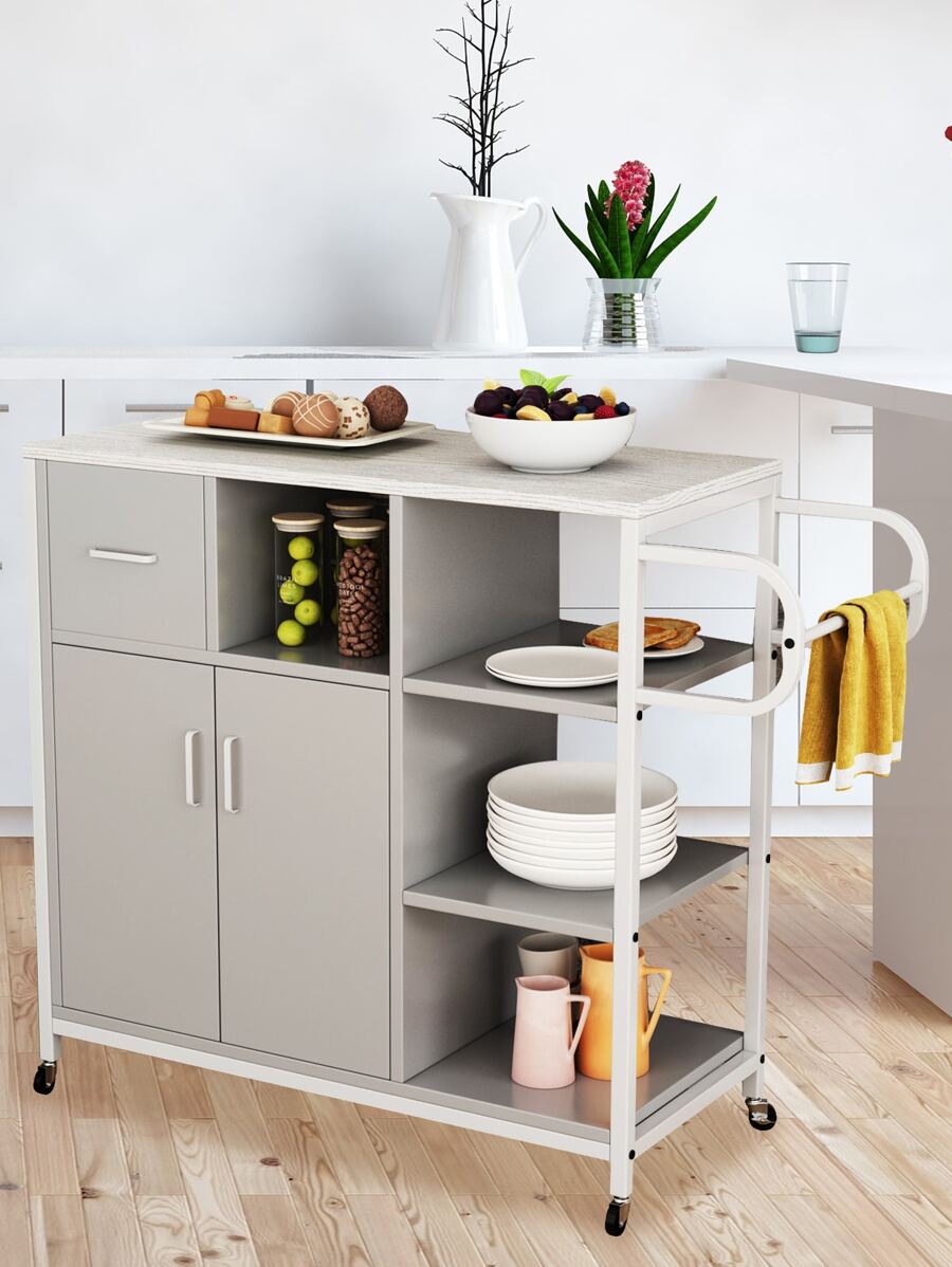 Kitchen Island Cart Kitchen Rolling Storage Cabinets with Wheels, 360 ...