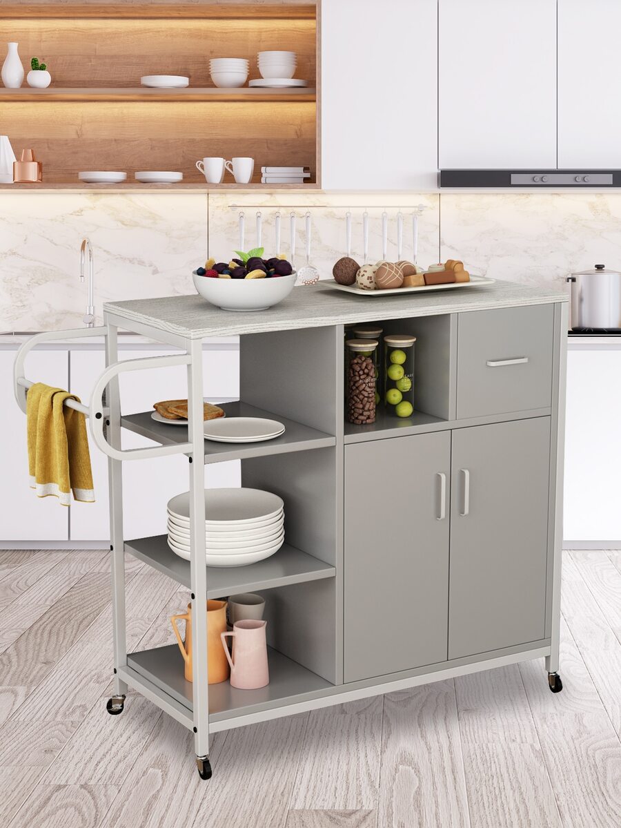 Kitchen Island Cart Kitchen Rolling Storage Cabinets with Wheels, 360 ...