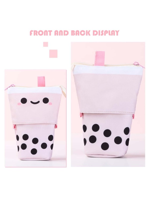 Cute Boba Milk Tea Pen Pencil Telescopic Holder Stationery Case, Stand ...