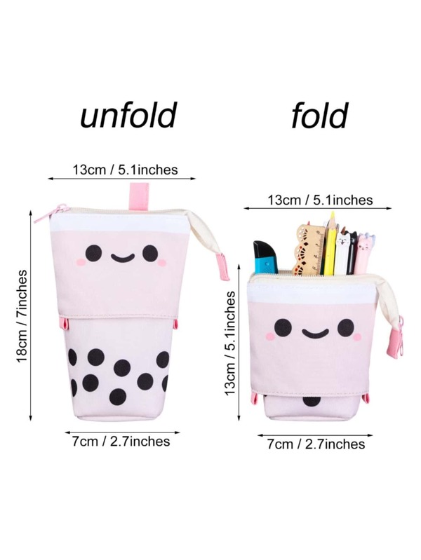 Cute Boba Milk Tea Pen Pencil Telescopic Holder Stationery Case, Stand ...