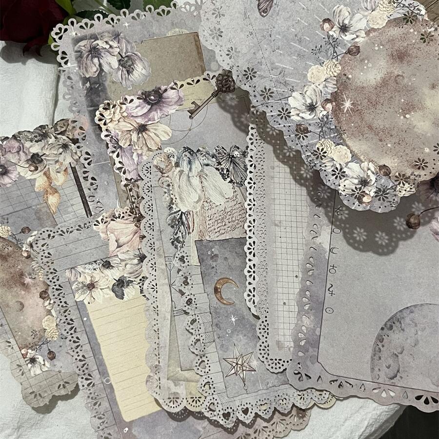 10 Sheets Mystical Star Maps Lace Edging Die Cut Vintage Scrapbook ...