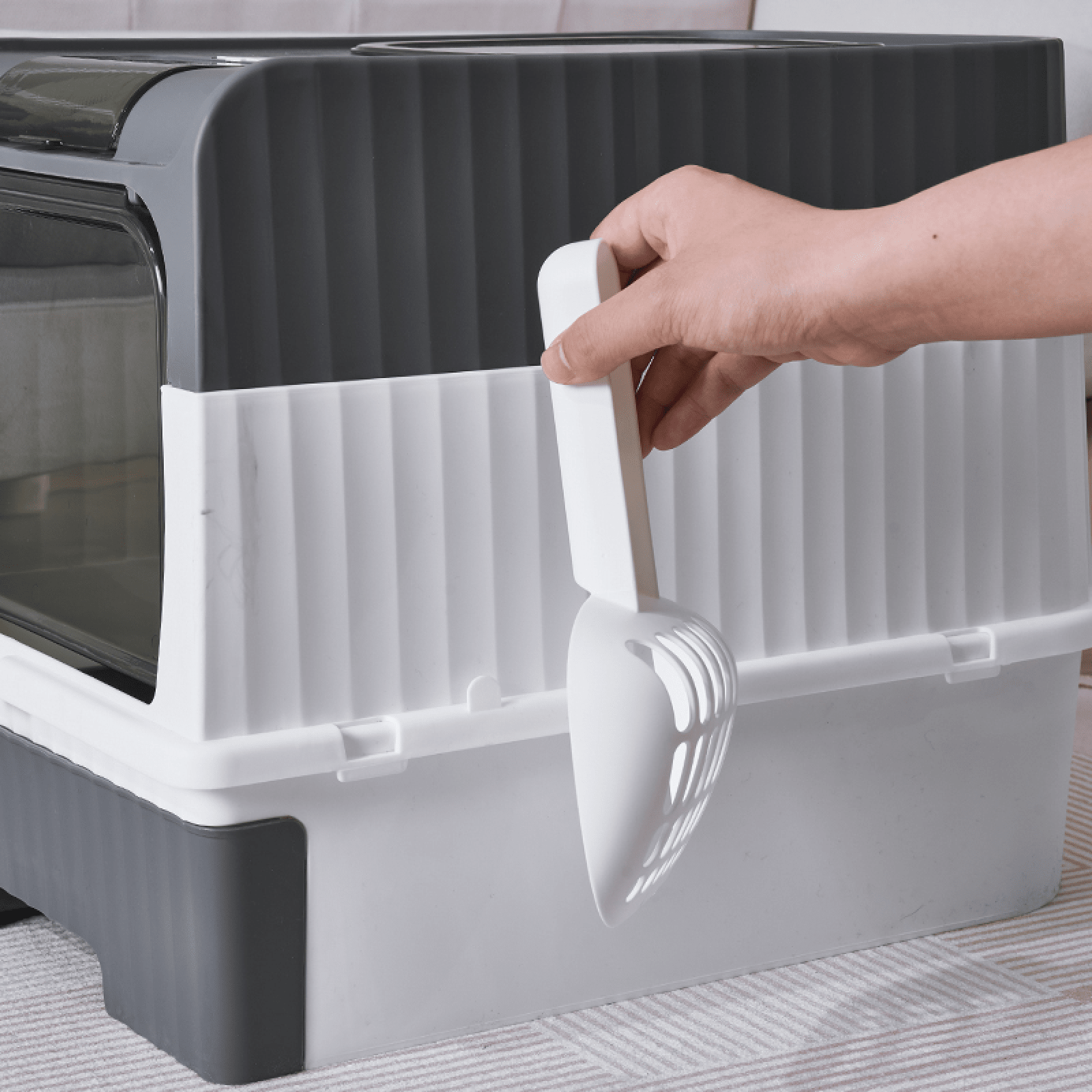 Collapsible Enclosed Extra Large Cat Litter Box With Litter Scoop ...