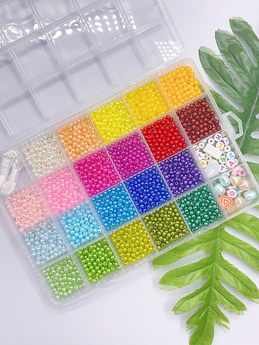 New Arrival 24-grid Multicolor Plastic Abs Faux Pearl Beads Diy Set, 1 ...