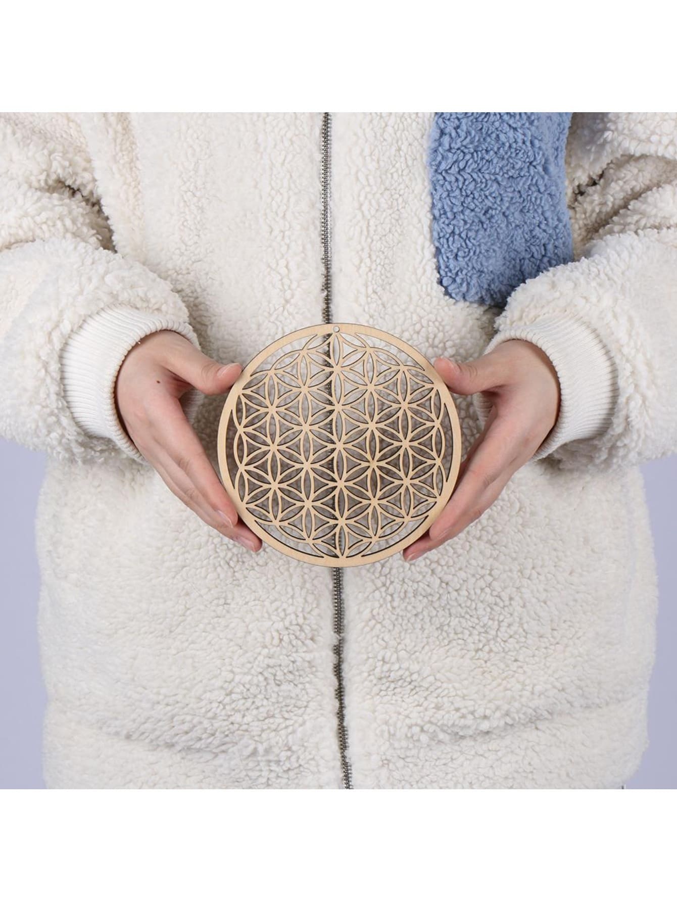 14cm/5.51inch Diameter Wooden Wall Sign Flower Of Life Shape Laser Cut ...