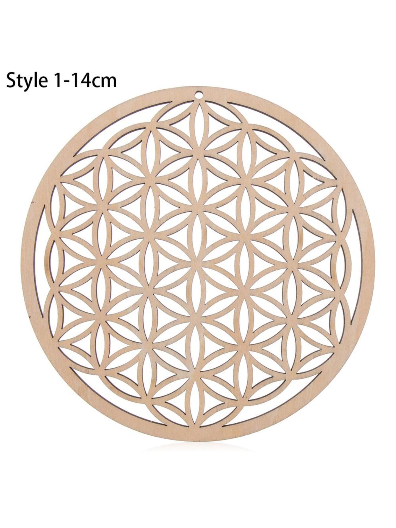 14cm/5.51inch Diameter Wooden Wall Sign Flower Of Life Shape Laser Cut ...