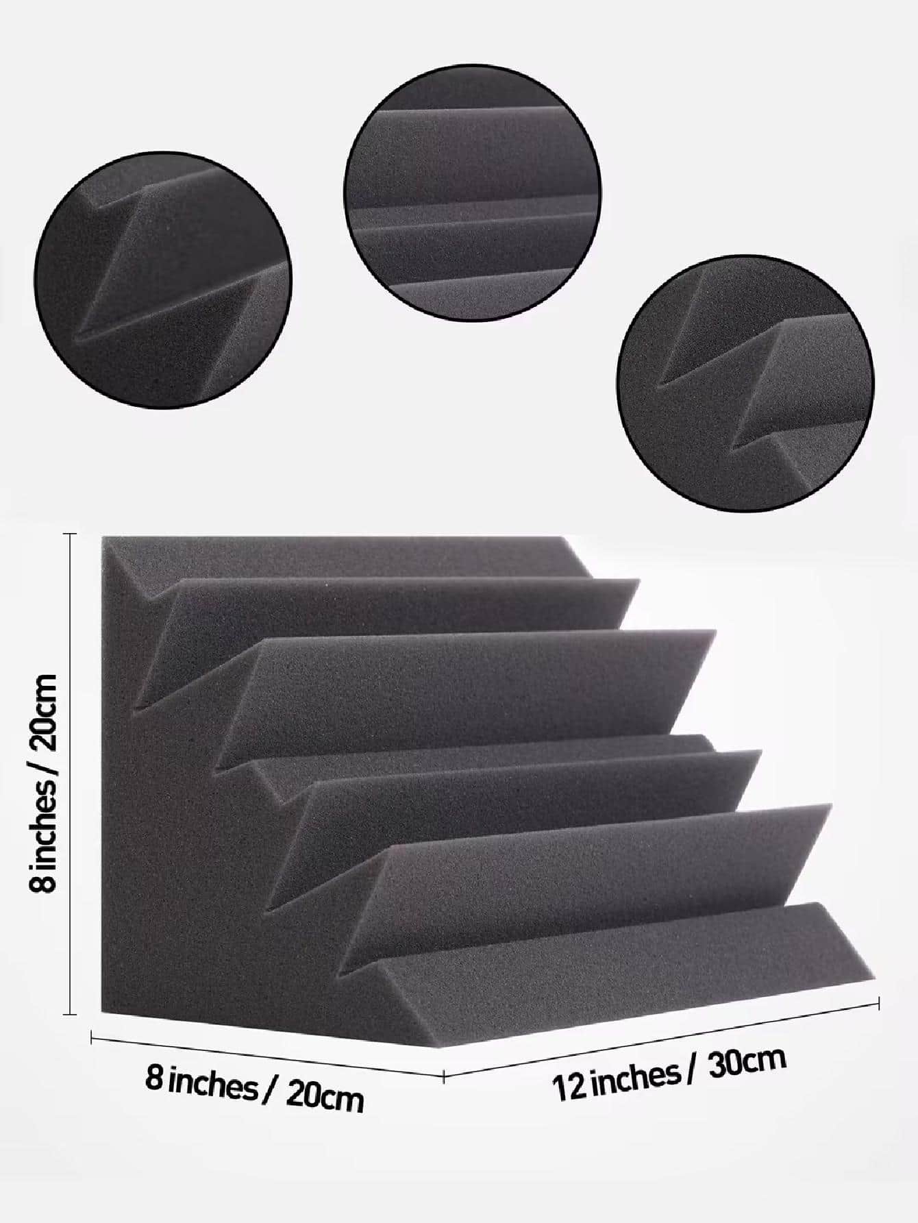 8 Pack Bass Trap Acoustic Foam 8 x 8 x 12 Inches Black Bass Trap Corner ...