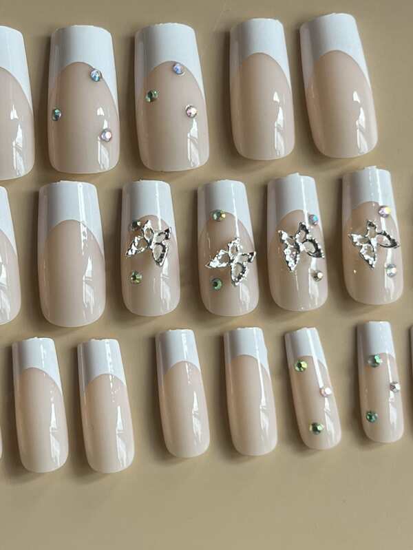 Upgrade Your Look With 24pcs Long Coffin French Style Full Cover Fake