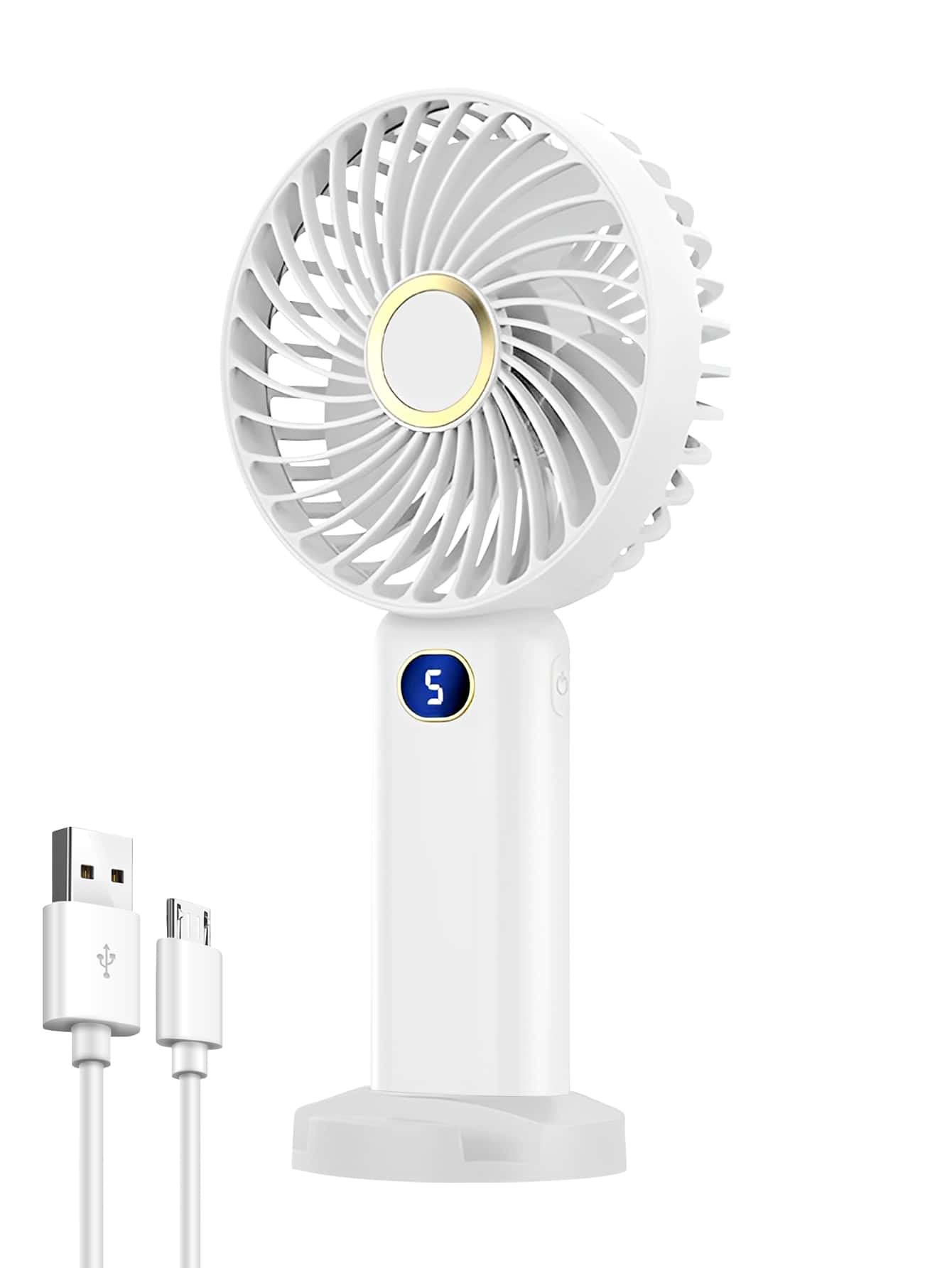 Mini Handheld Fan With 5 Speeds Wind Display, Portable & Quiet Fan For ...