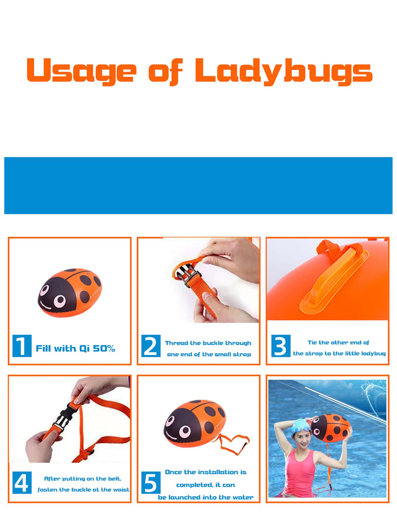 Cartoon Caterpillar Shaped Ladybug Inflatable Swim Float For Water ...