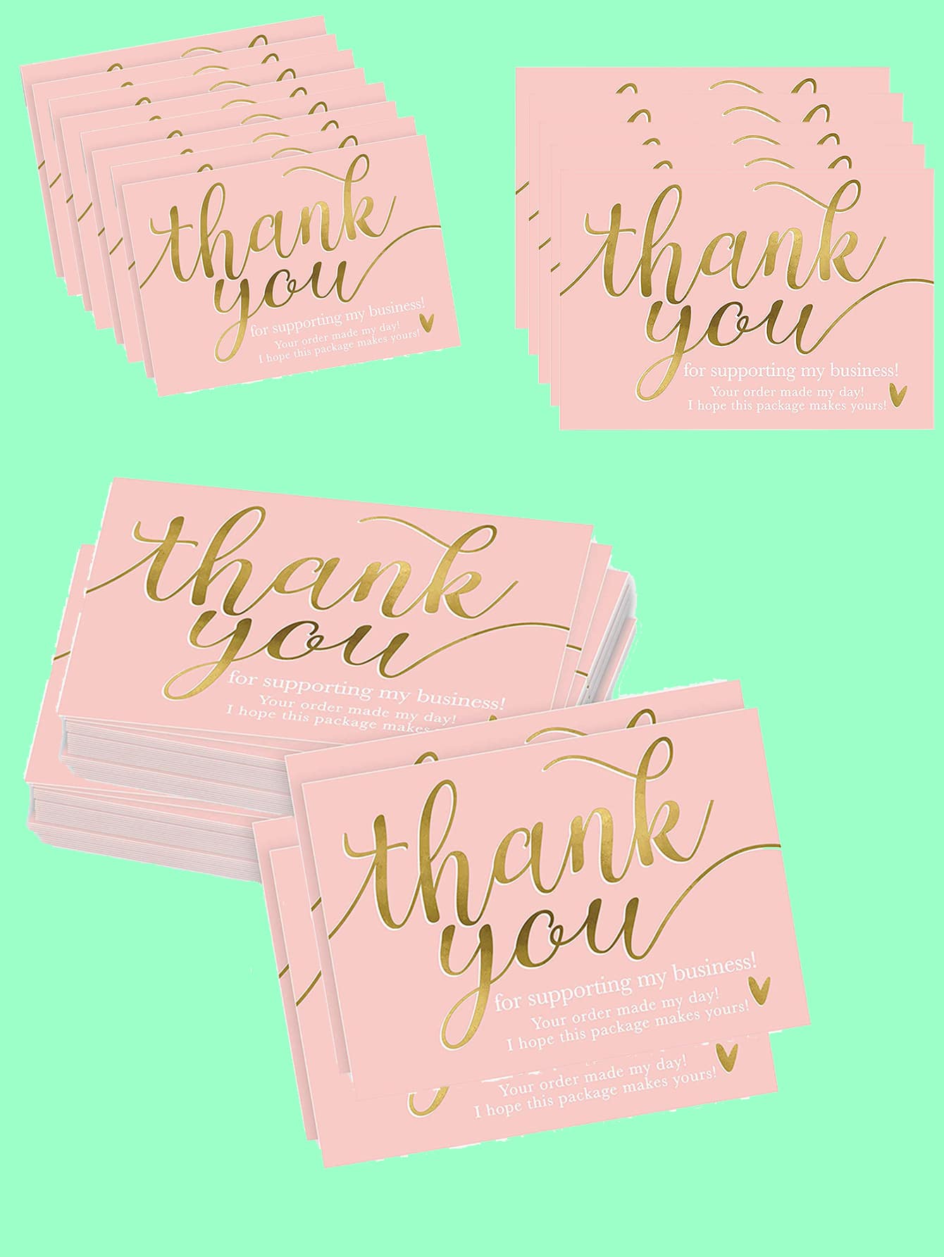 50 PCS/Pack Pink Thank You Cards, Pink Gilded Thank You Cards Thank You ...