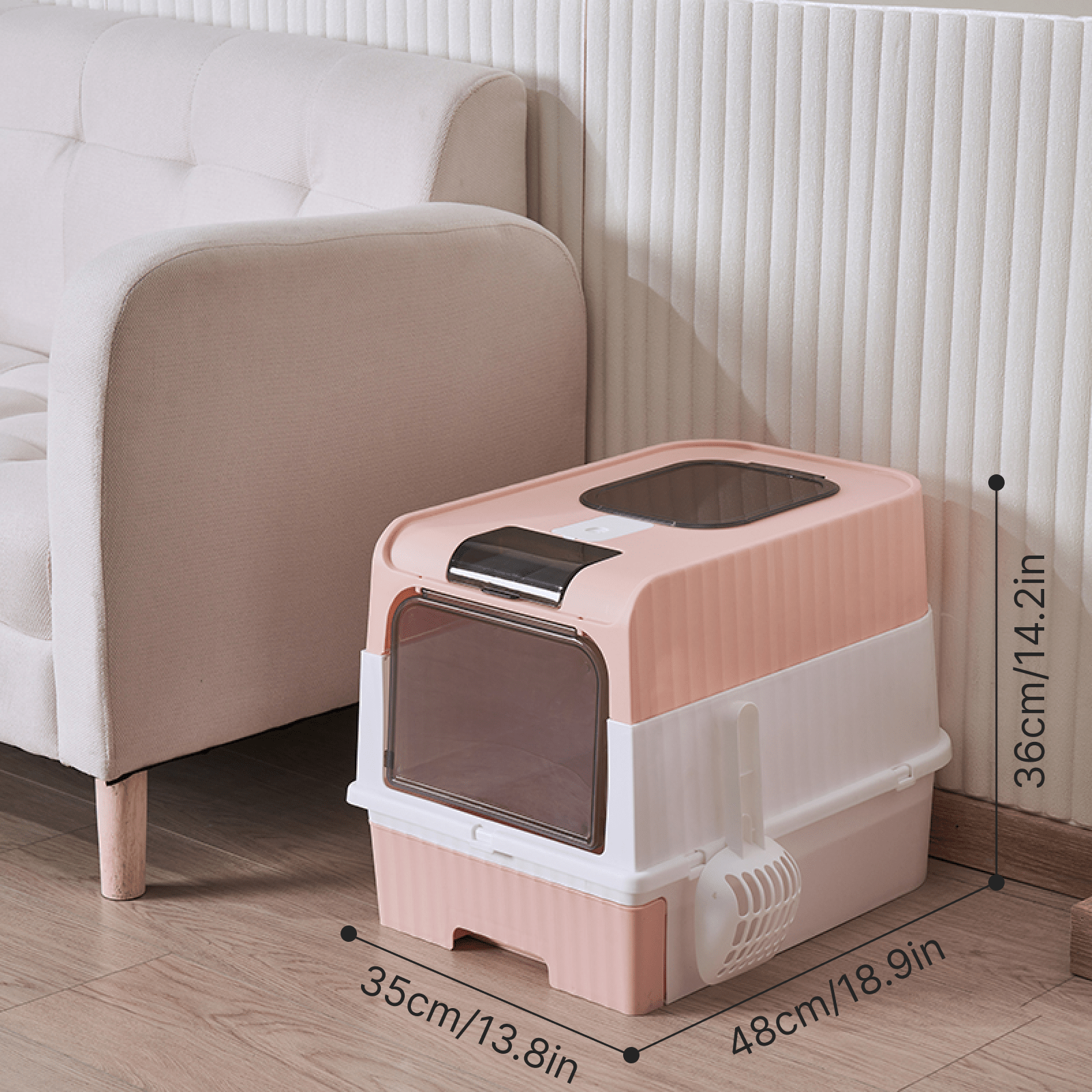 Foldable Enclosure Extra Large Litter Box with Litter Scoop, Easy Clean ...