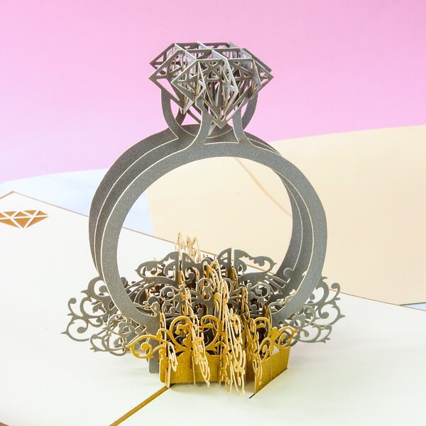 Pop Up Diamond Ring Card 3D Popup Greeting Card Wedding Cards with ...