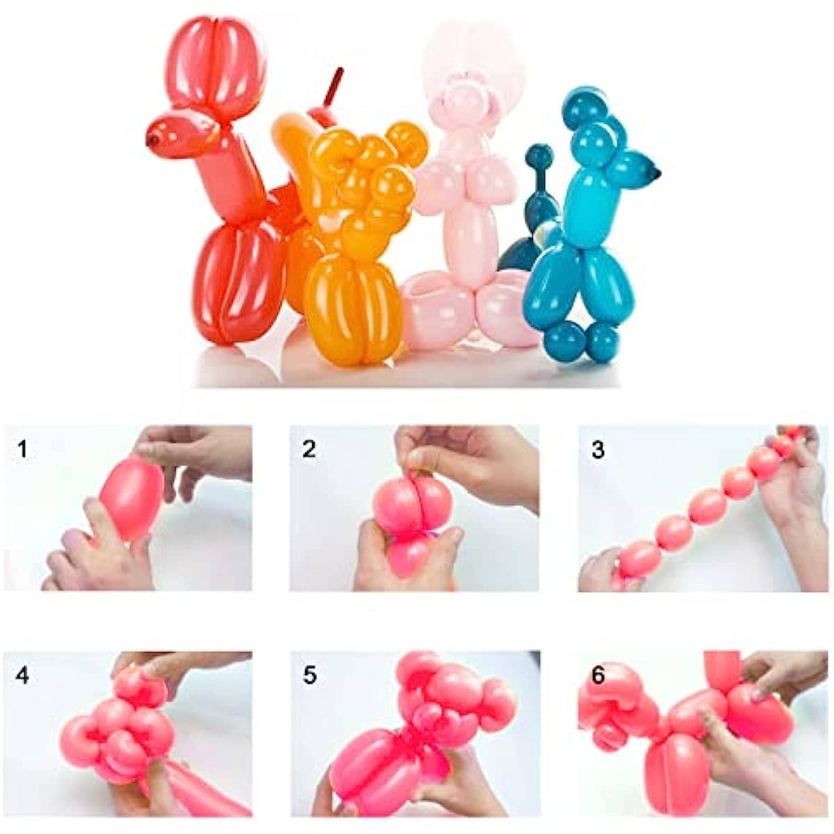 20pcs White Animal Shaped Long Magic Balloons, Thickened Latex Balloons ...