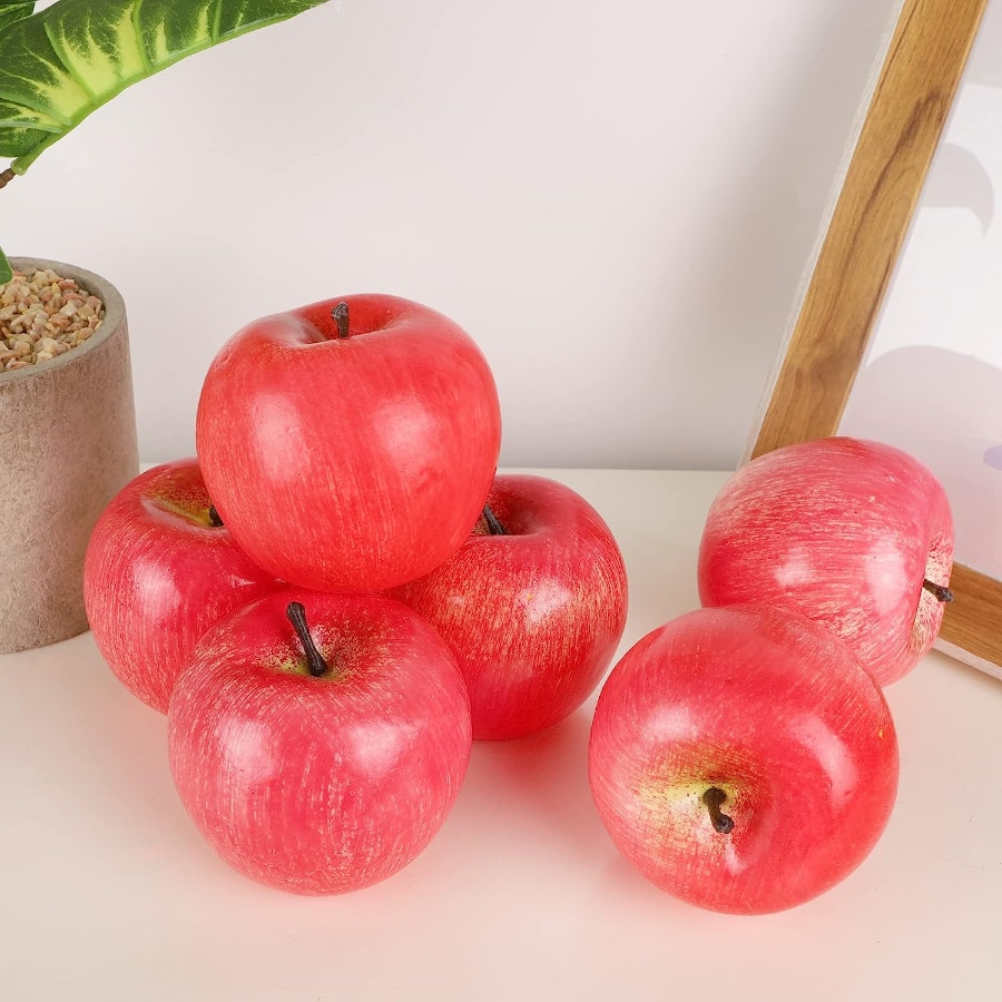6 Pcs Fake Fruit Artificial Apples Set of 6 Decorative Fruit Lifelike ...