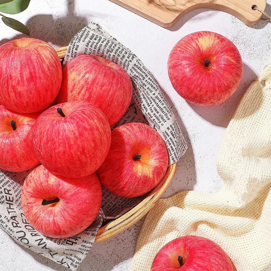 6 Pcs Fake Fruit Artificial Apples Set of 6 Decorative Fruit Lifelike ...