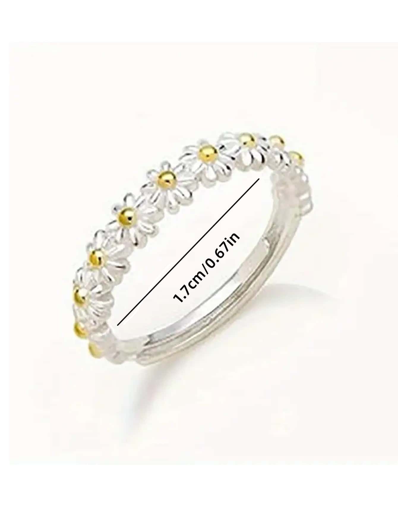 Simple Style Daisy Flower Ring For Women Promise Romantic Engagement ...