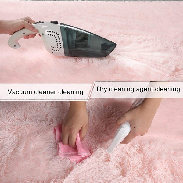 Pink Ultra Soft & Fluffy Shaggy Rug For Living Room, Bedroom, Nursery ...