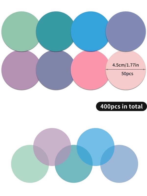 400pcs Mixed Color Clear Round Sticky Note, Simple Multi-purpose Easy ...