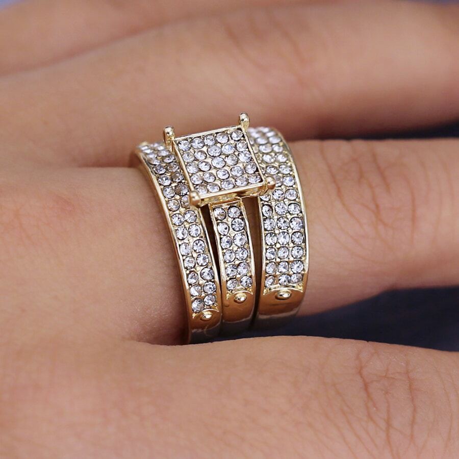 3PCS Alloy Ladies Fashion Ring Set | SHEIN UK