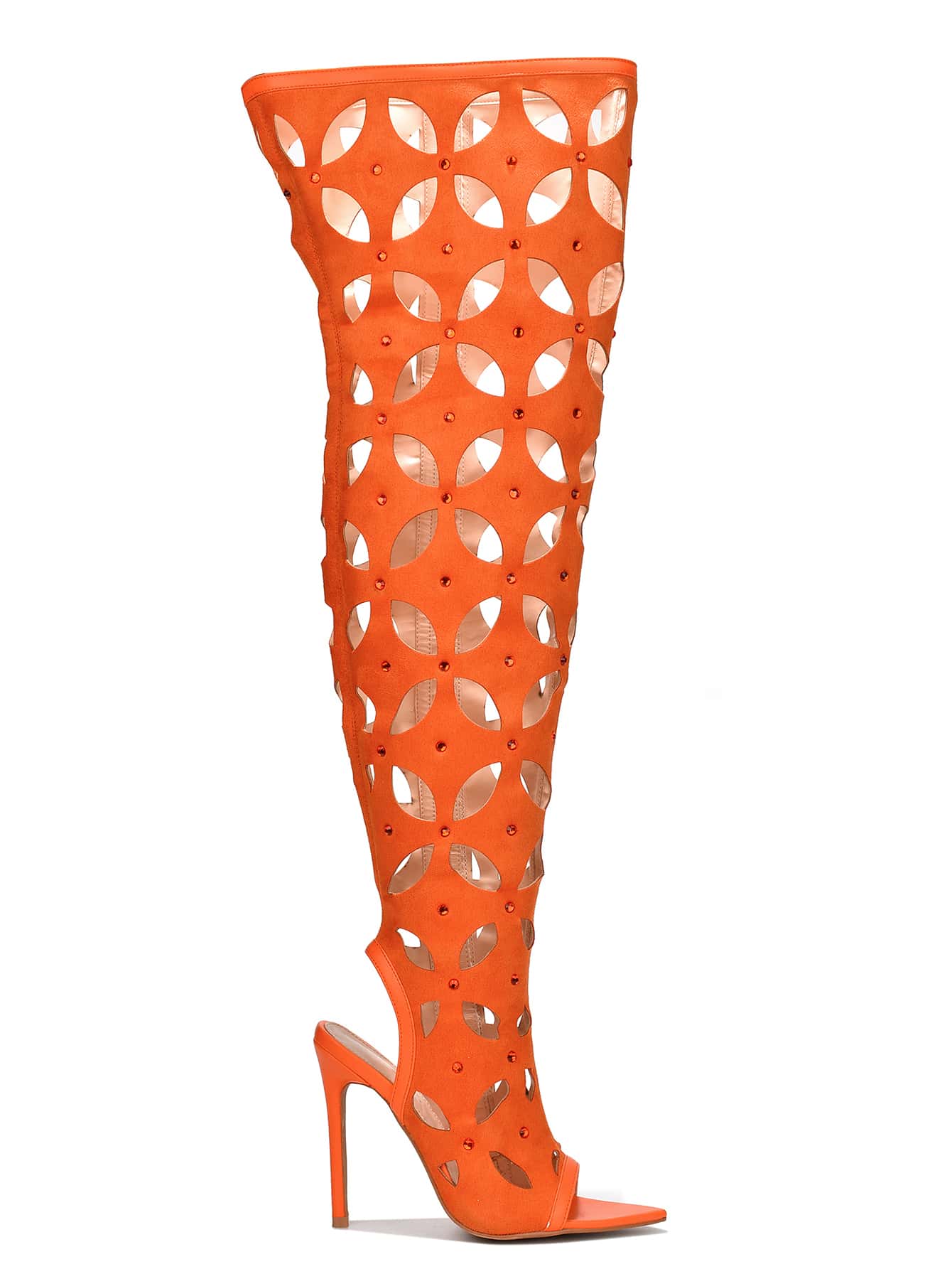 Diana Rhinestone Suede Thigh High Boots Shein Usa