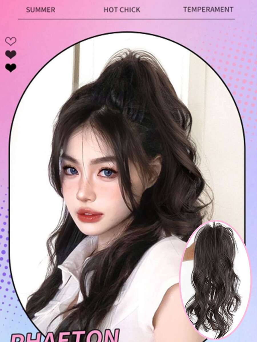 Black brown 14inch fountain high ponytail wig Wig Women's Long Hair ...