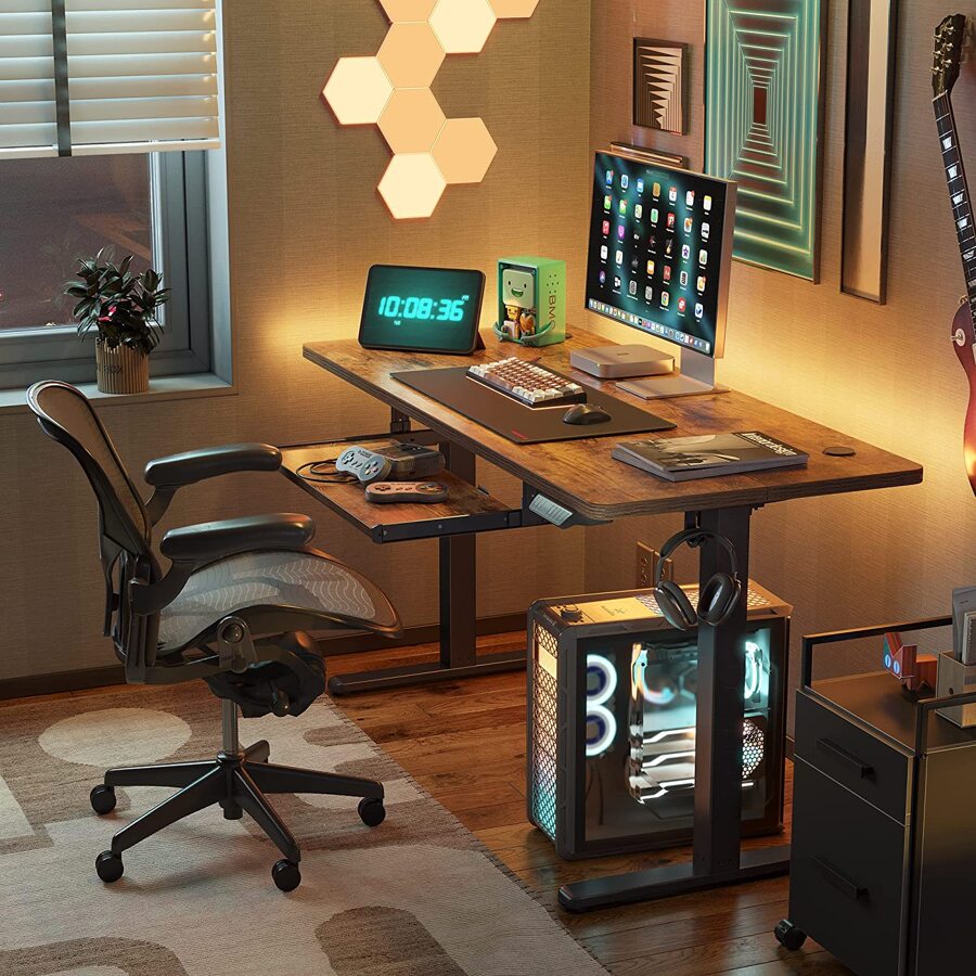 FEZIBO 55-Inch Large Height Adjustable Electric Standing Desk with ...