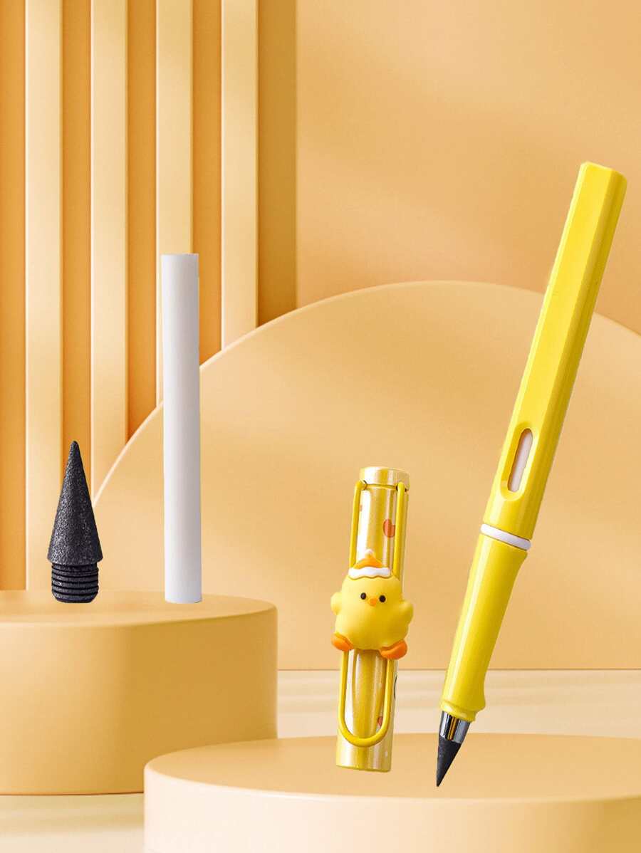 1 Set Cartoon Rubber Duck Theme Automatic Pencils For Students, Write ...