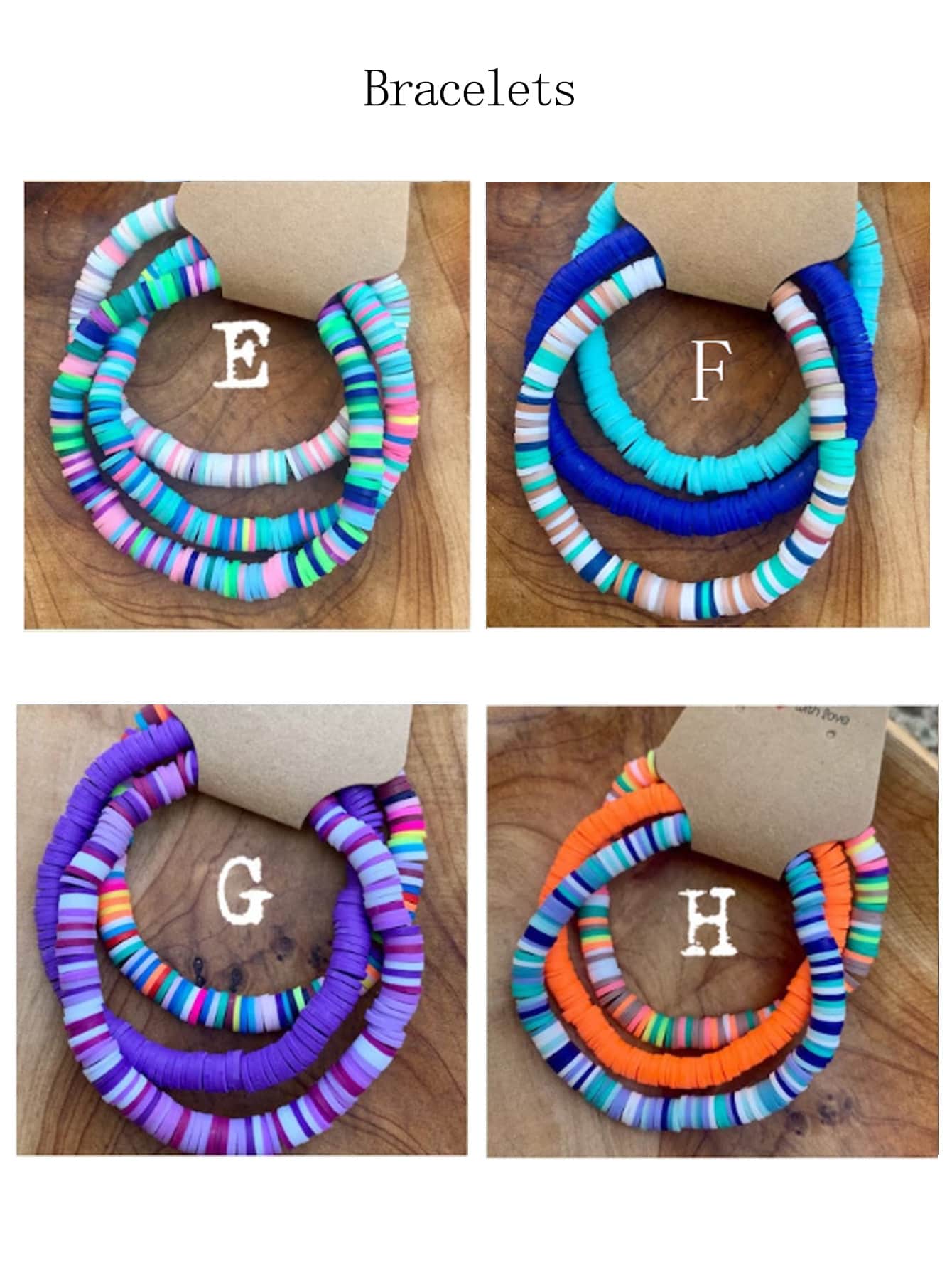 3pcs Clay Bead Bracelets, Bracelet Stacks, Summer Boho Beach Jewelry ...