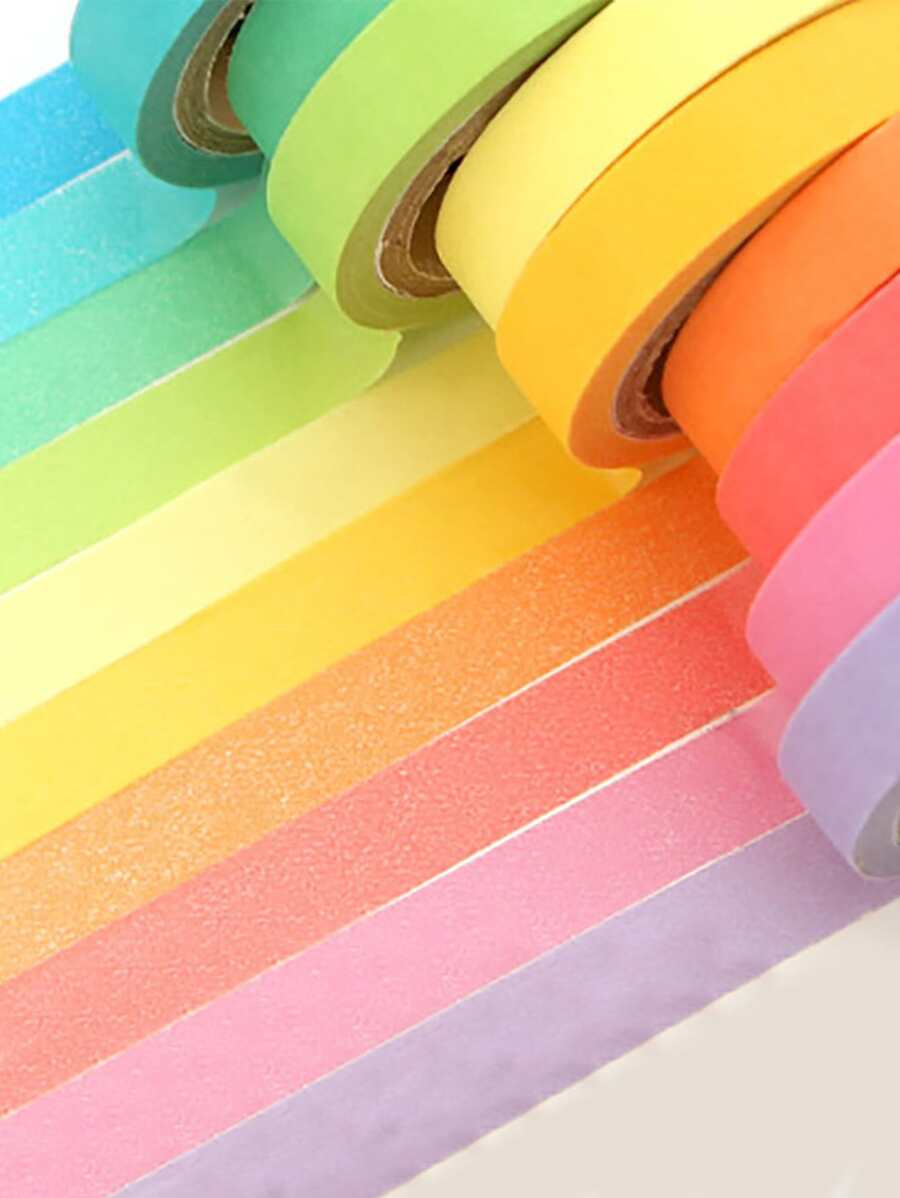 10pcs Cute Candy-colored Tear-off And Washi Paper Decorative Tape With ...