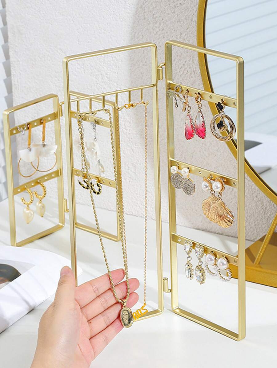 1pc Jewelry Storage & Display Rack For Earrings And Necklaces, Foldable ...