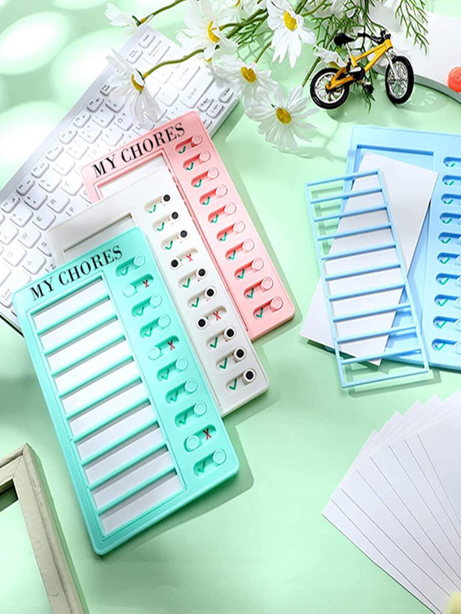 10Pcs+1Pc/Set Green Portable Chore Chart Memo Board, To Do List Checklist Board Detachable ...