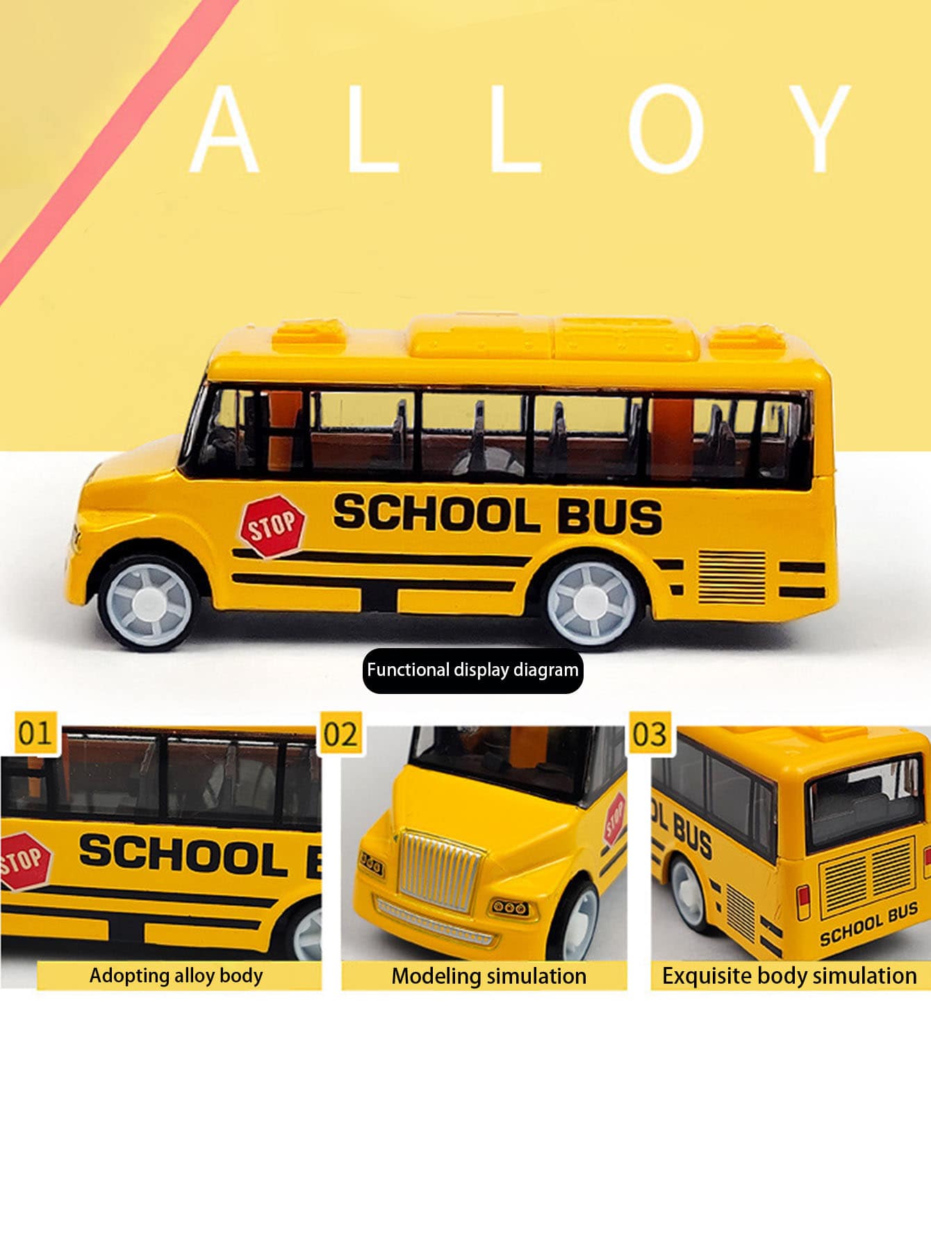 Diecast School Bus Model, Die-cast Tour Bus Model, Pull-back Car Toy ...